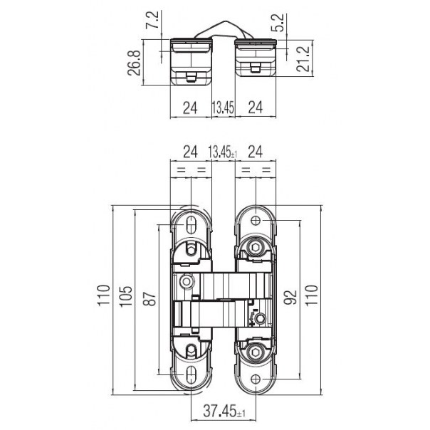 Zawias wpuszczany K1019 HD chromowany matowy | NOVET